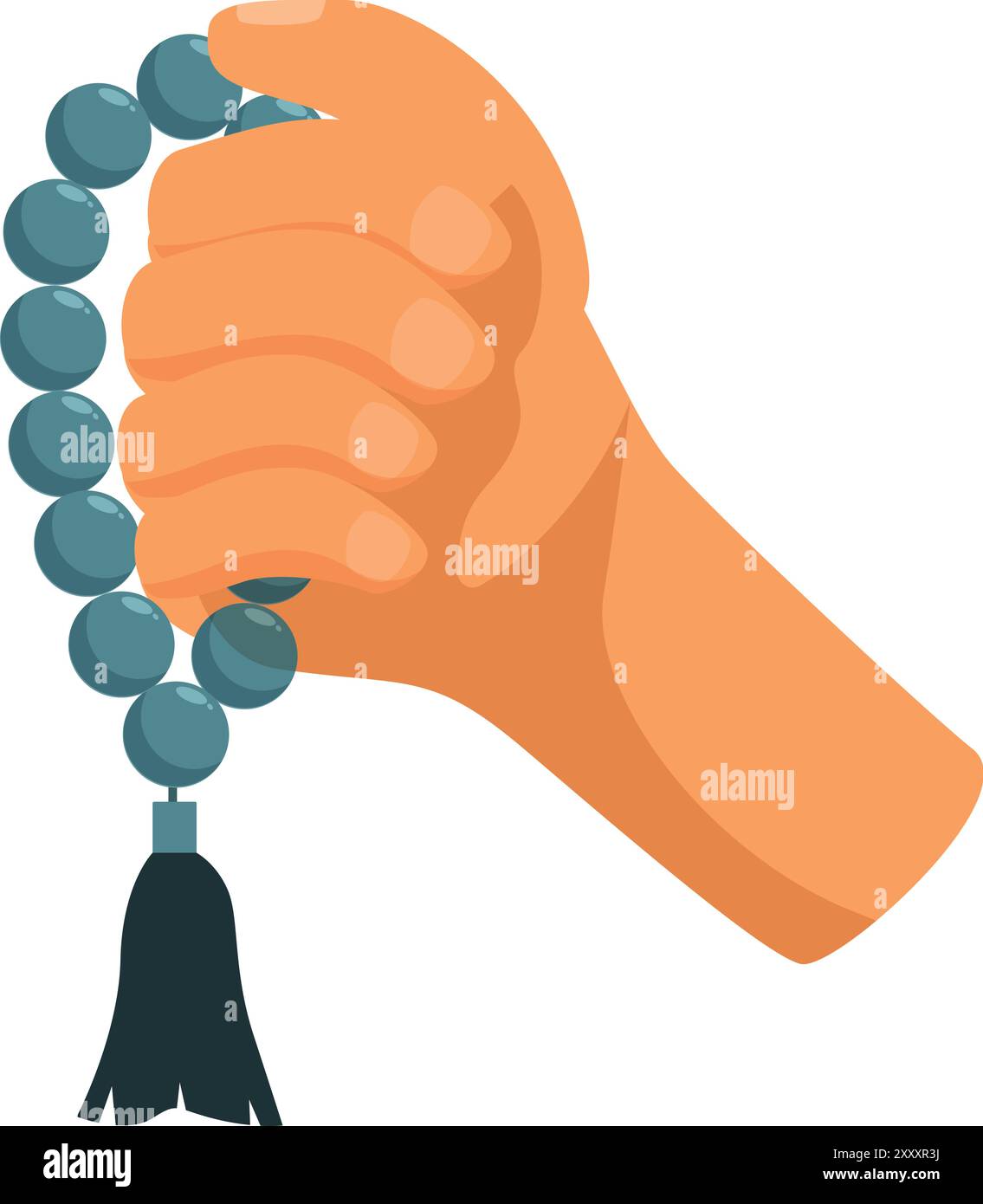 Hand is holding and counting prayer beads, a symbol of faith and ...