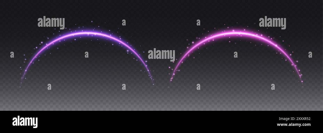 Magic arch with sparkles, glowing arc with stars. shooting star tail ...