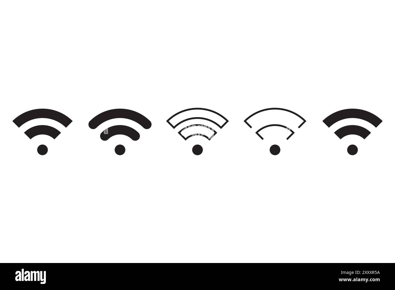 Wi Fi signal icons. Wireless connection symbols. Black and white variations. Vector ...