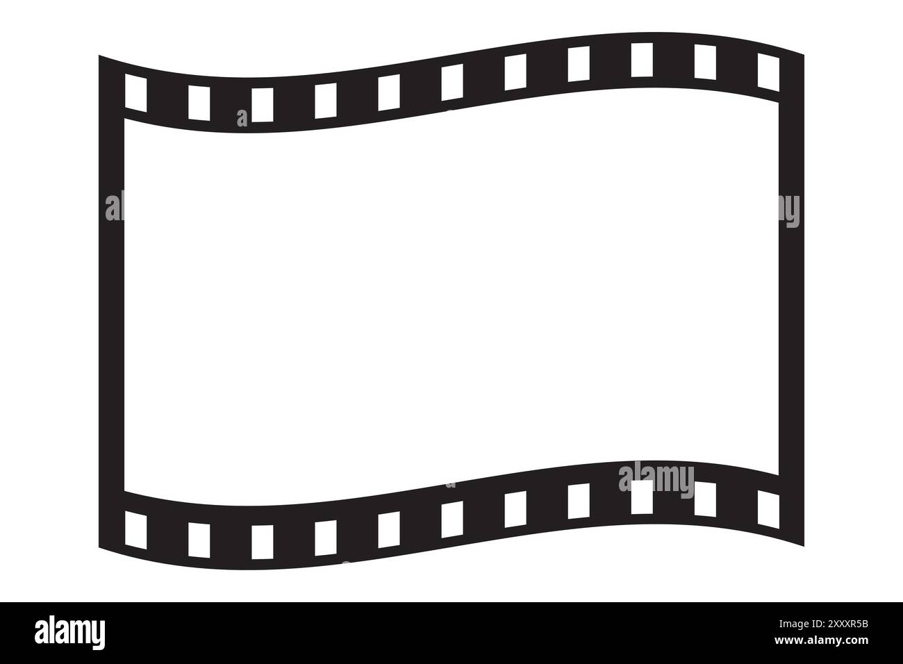Curved film strip icon. Empty frame design. Black border vector ...