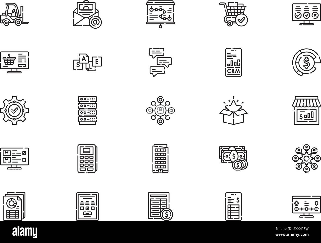 Enterprise resource planning erp icons collection is a vector illustration with editable stroke ...