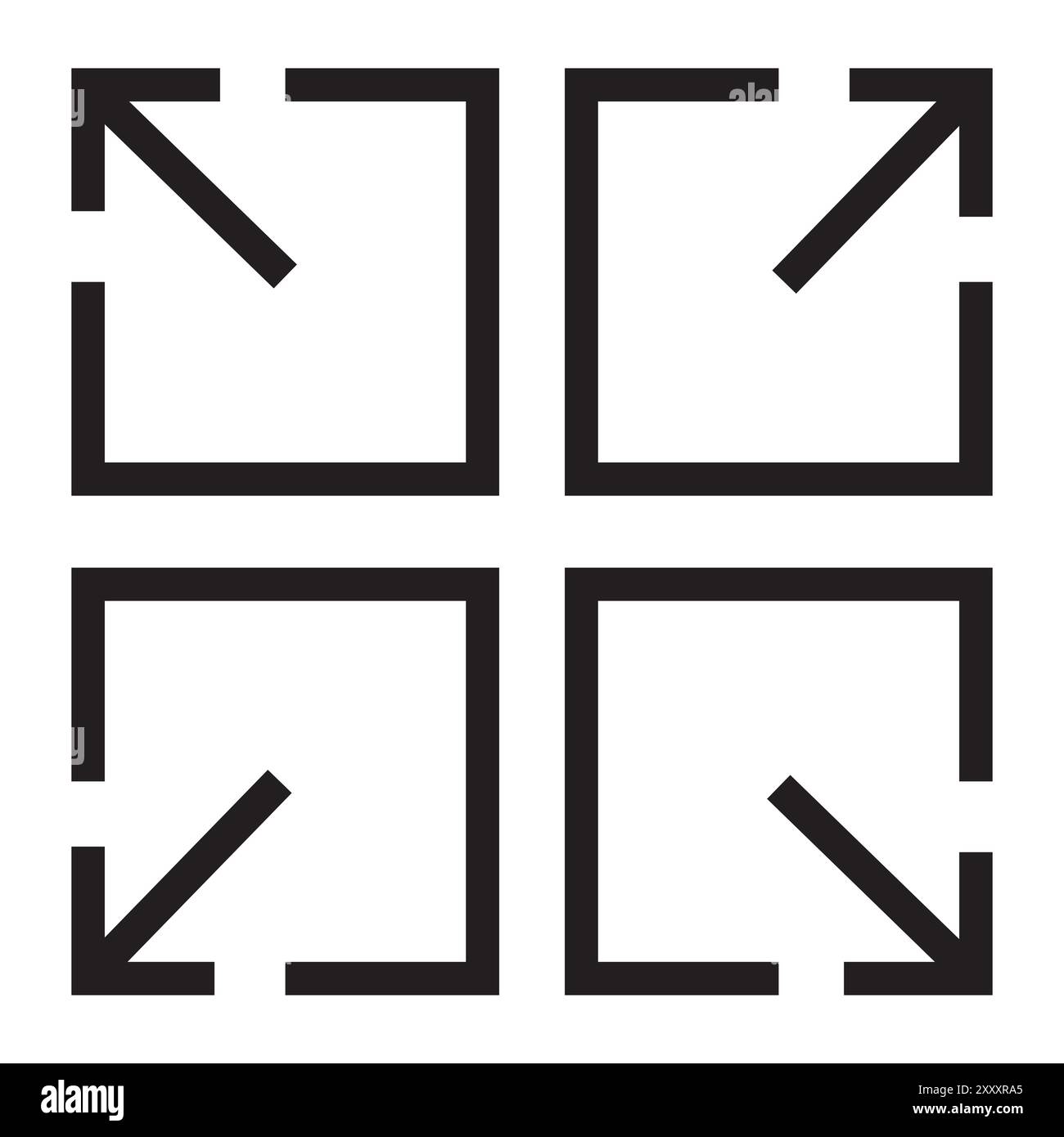 Resize arrows icon. Four black arrows. Square and arrow concept. Minimalist vector graphic Stock ...