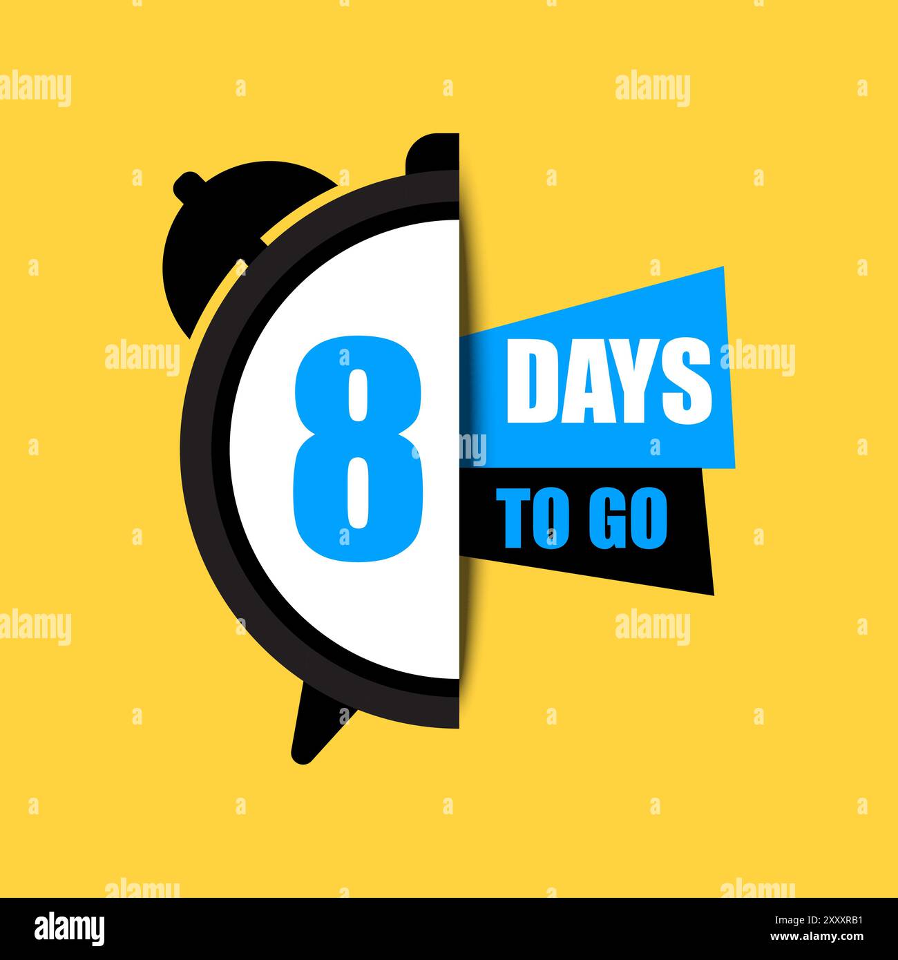 8 days to go. Countdown timer icon. Number eight focus. Yellow background design Stock Vector ...