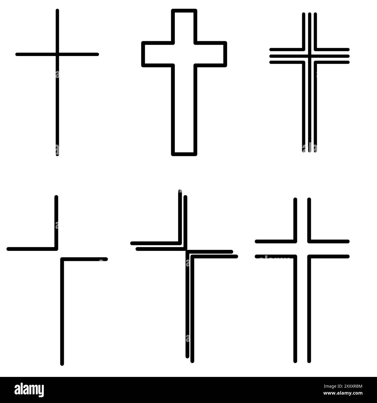 Cross symbol icon. Religious vector sign. Christian cross outline ...