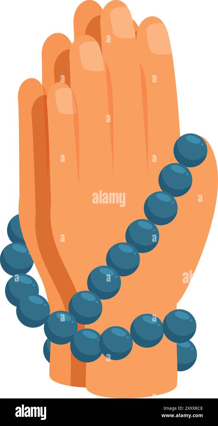 Hands joined in prayer, holding blue rosary beads, symbolizing faith ...