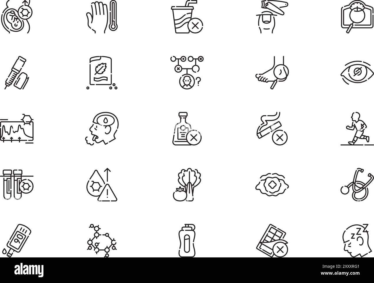 Diabetes icons collection is a vector illustration with editable stroke ...