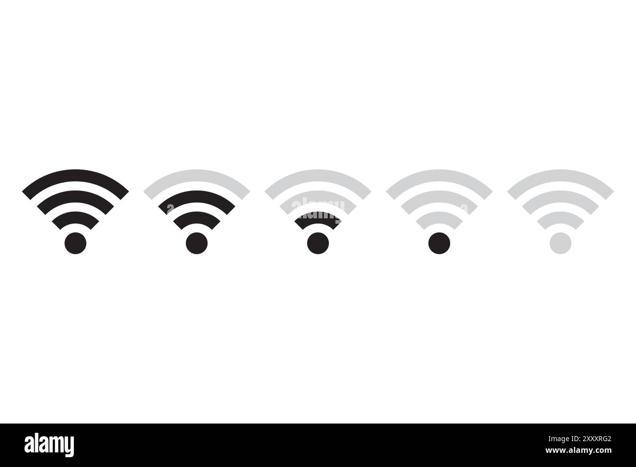 Wi Fi signal icon. Connection strength illustration. Black and gray ...
