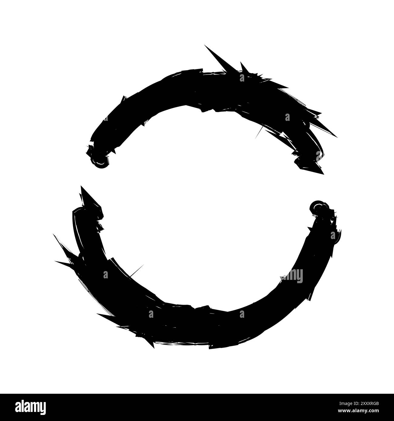 Grunge circle icon. Abstract spiked ring. Rough brushstroke shape. Bold ...