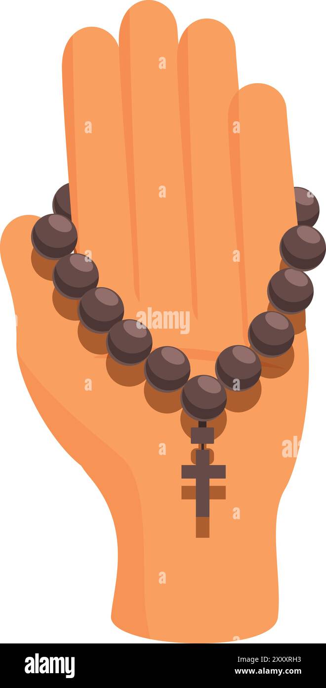 Hand is holding rosary beads with a cross, symbolizing faith, prayer ...