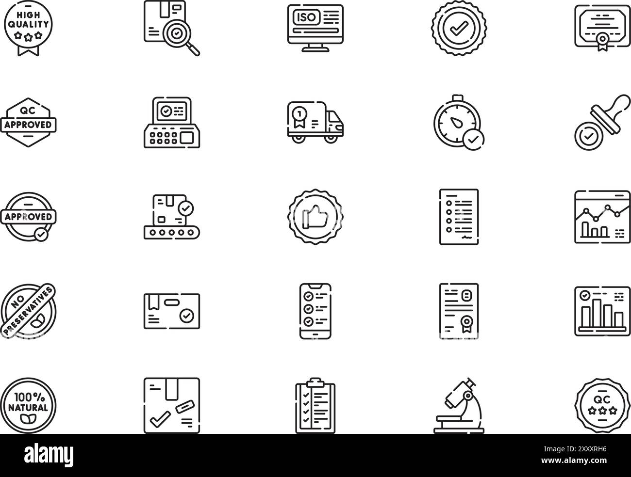 Quality control icons collection is a vector illustration with editable ...