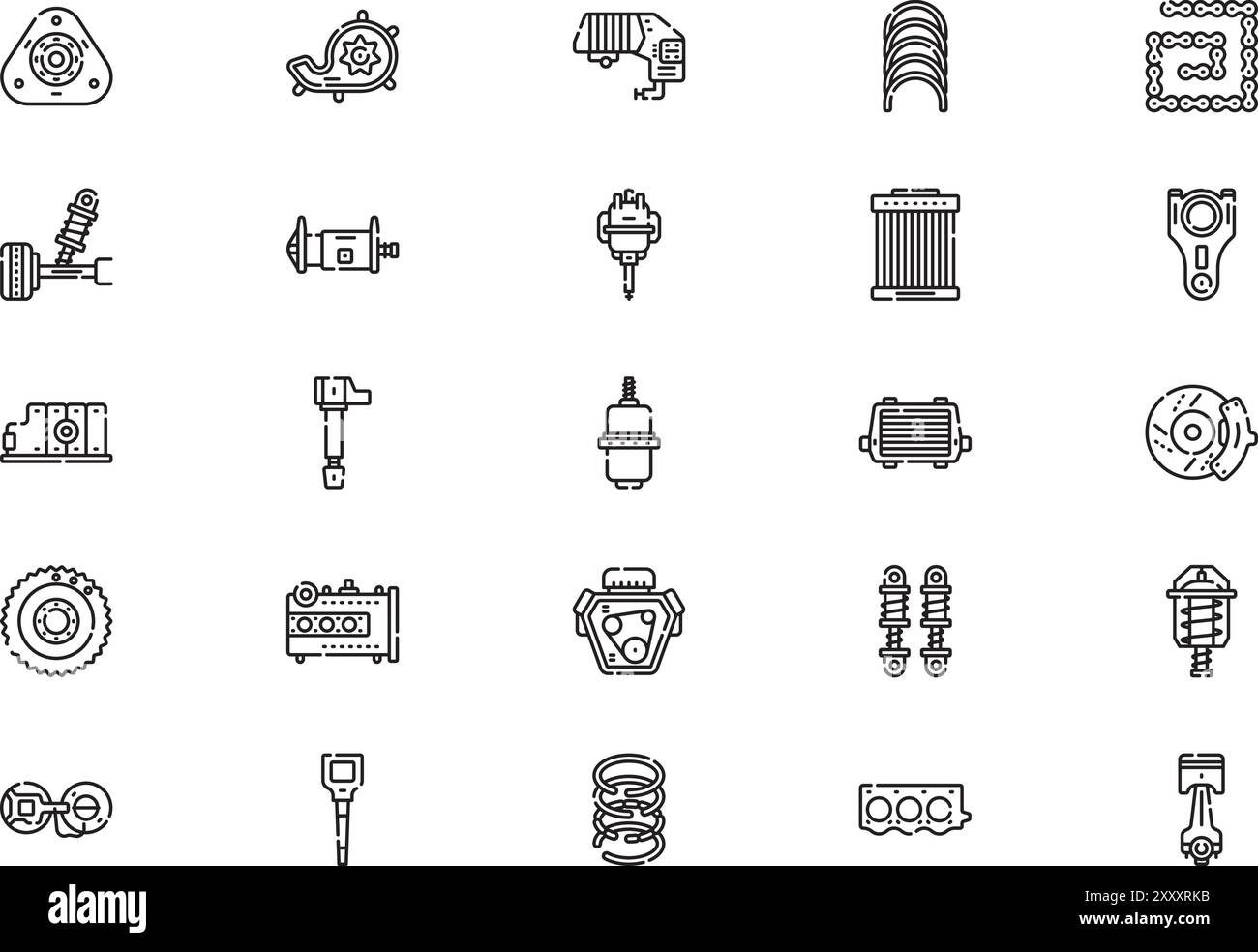 Car engine icons collection is a vector illustration with editable ...
