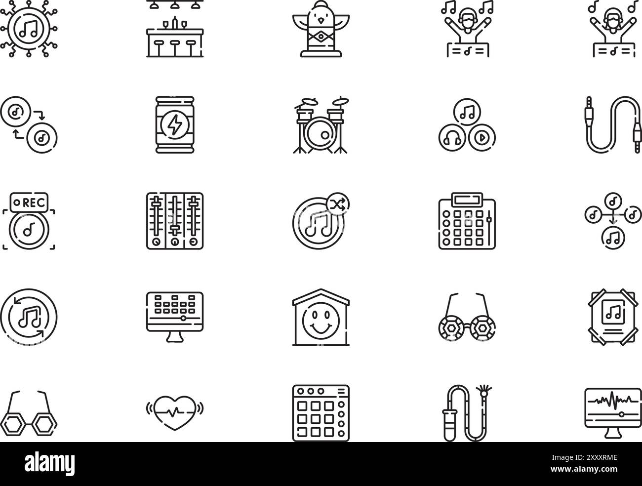 Edm icons collection is a vector illustration with editable stroke ...