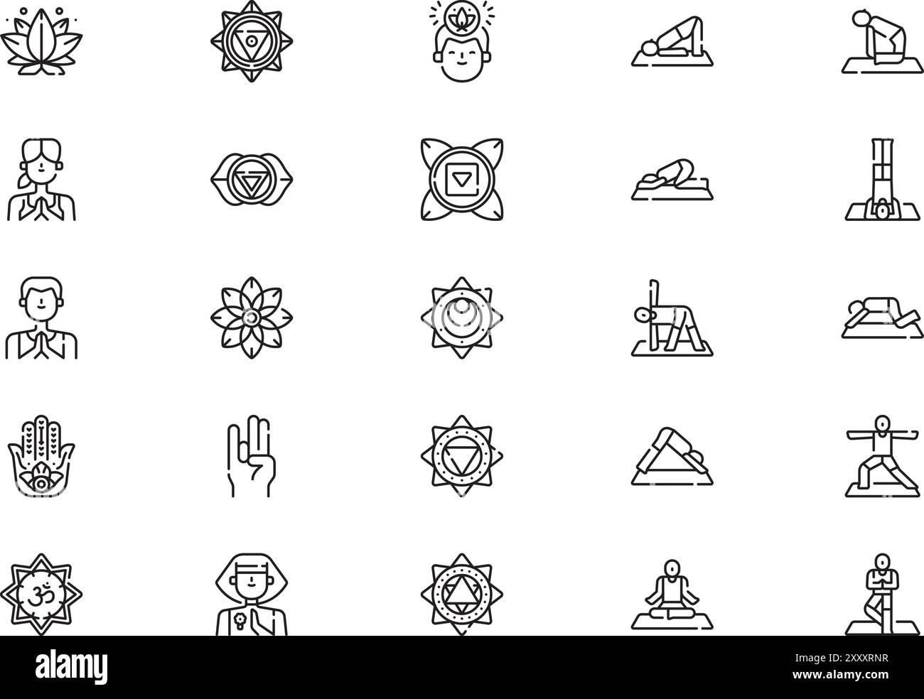 Yoga icons collection is a vector illustration with editable stroke ...