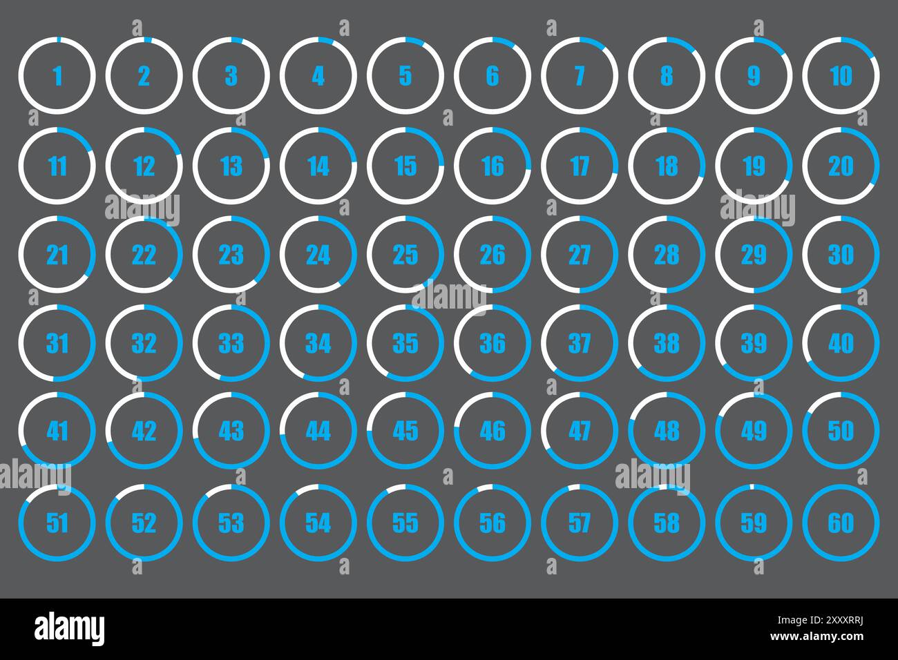 Numbered circular icons. Blue and white color scheme. Minimalist ...