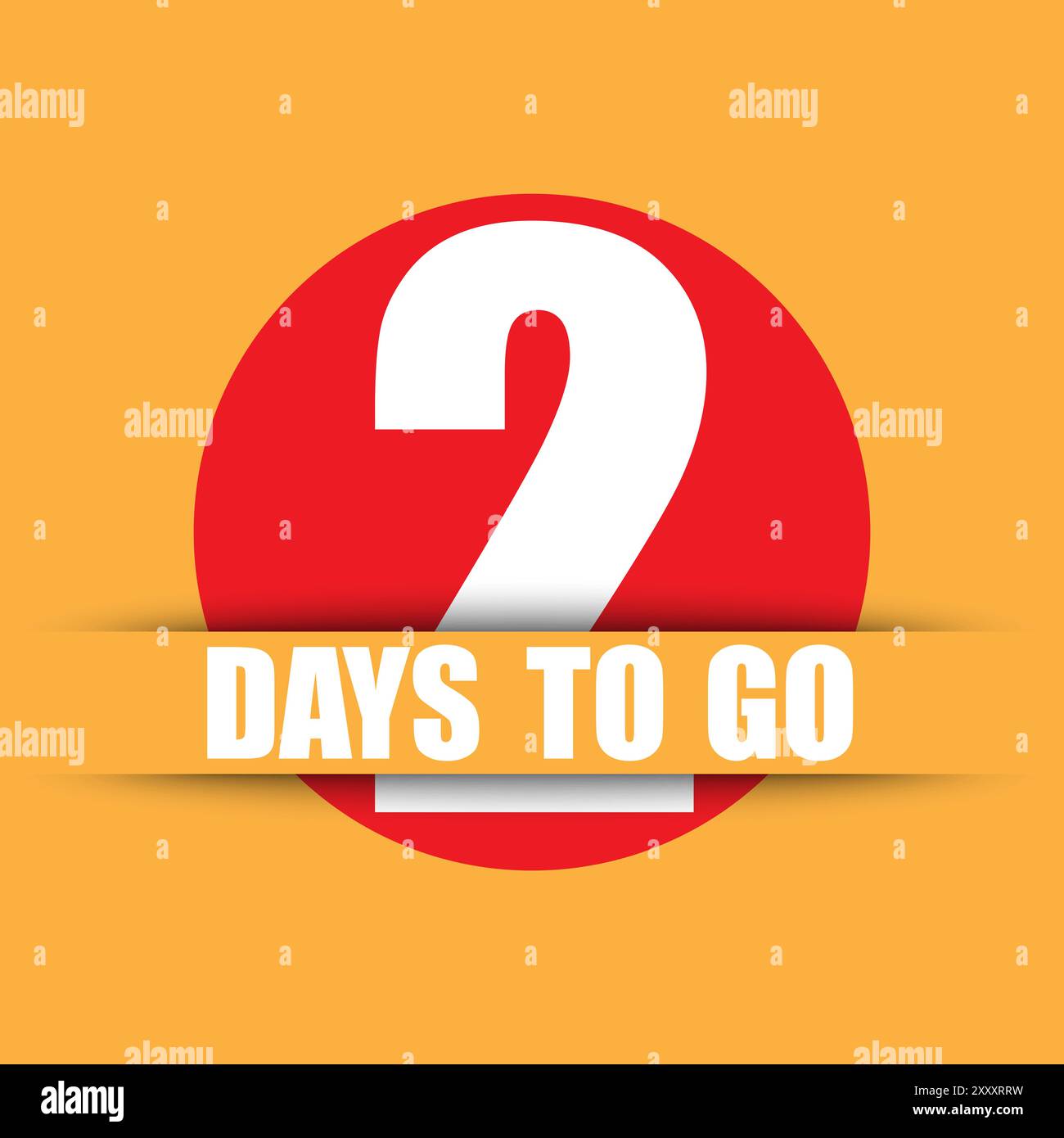 Countdown timer vector. Bold number two focus. 2 days to go text. Bright yellow background Stock ...