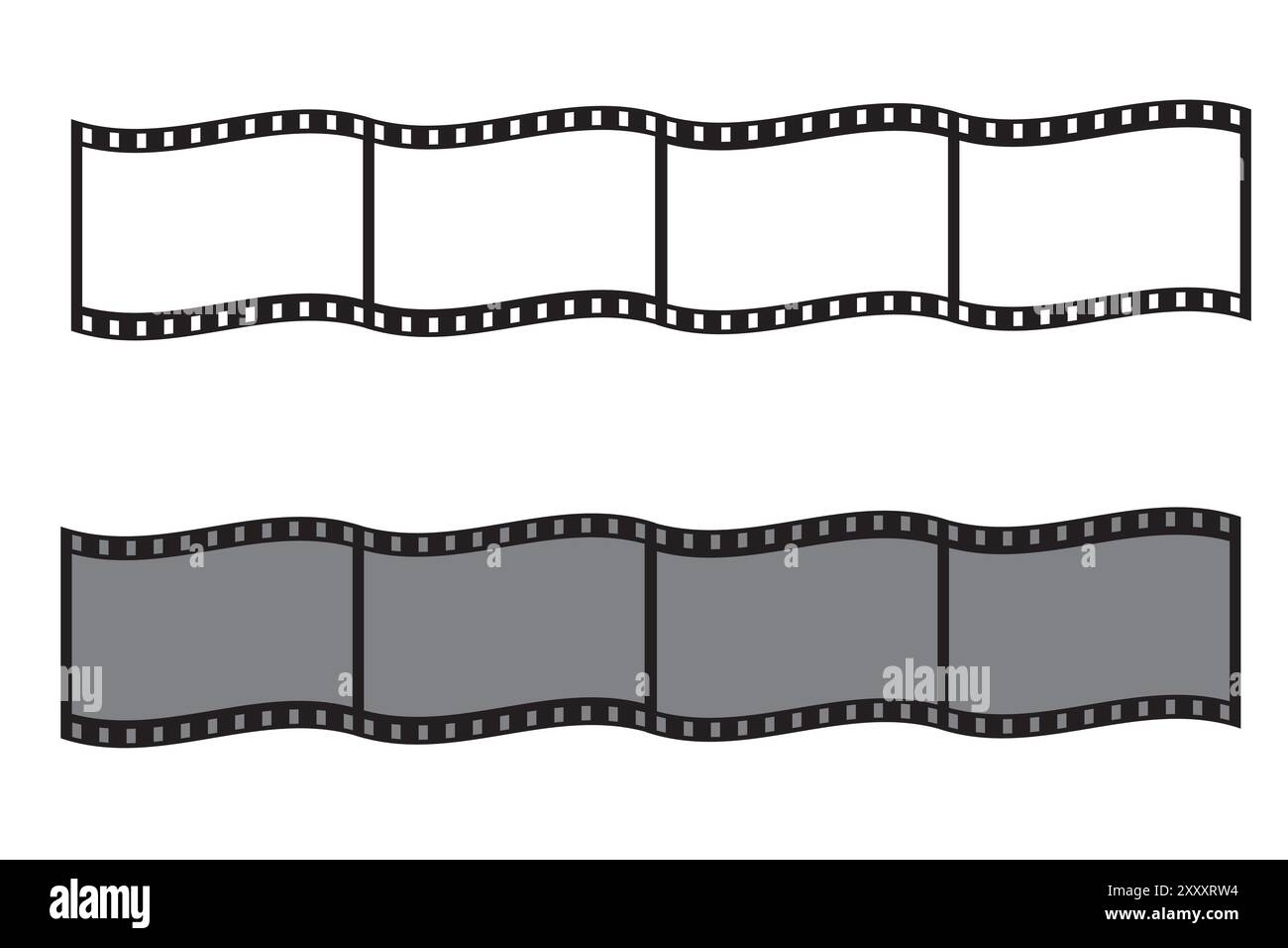 Wavy filmstrip vector. Black and white frames. Movie reel illustration ...