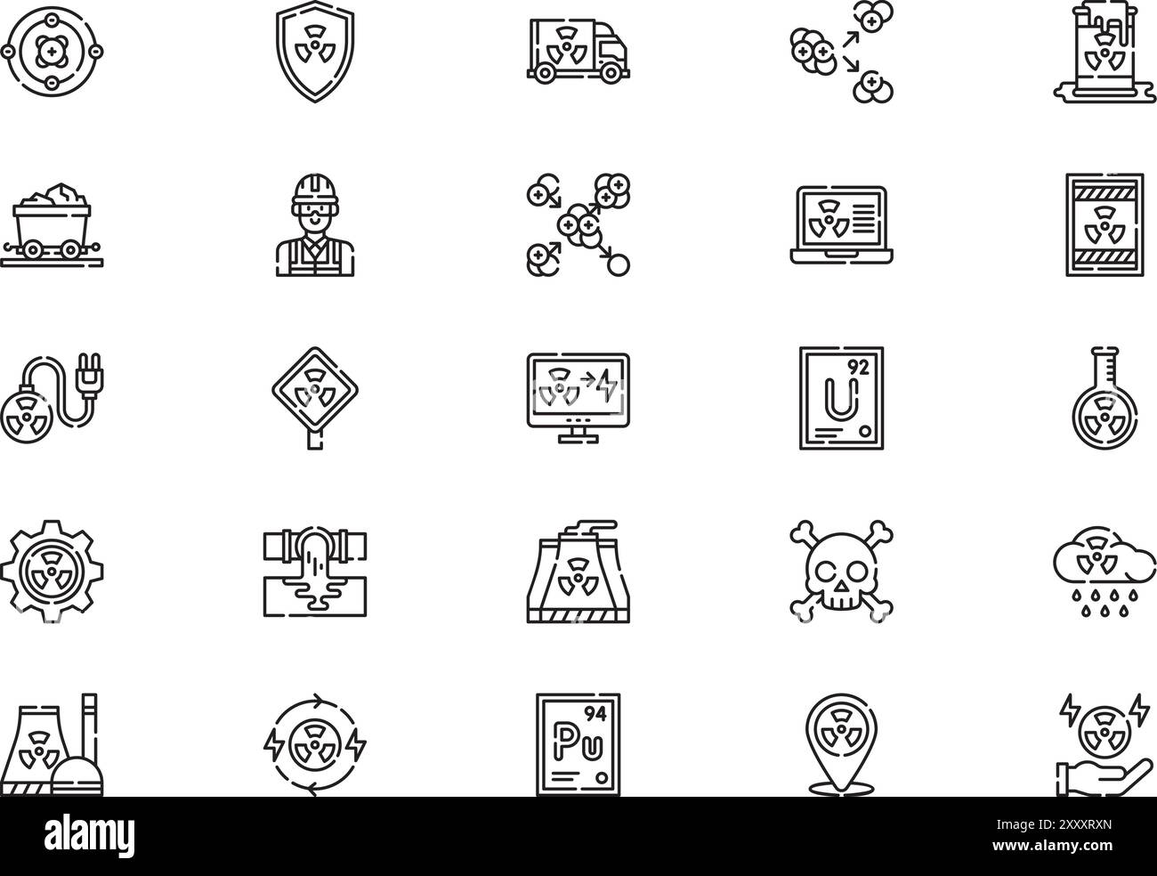 Nuclear energy icons collection is a vector illustration with editable ...