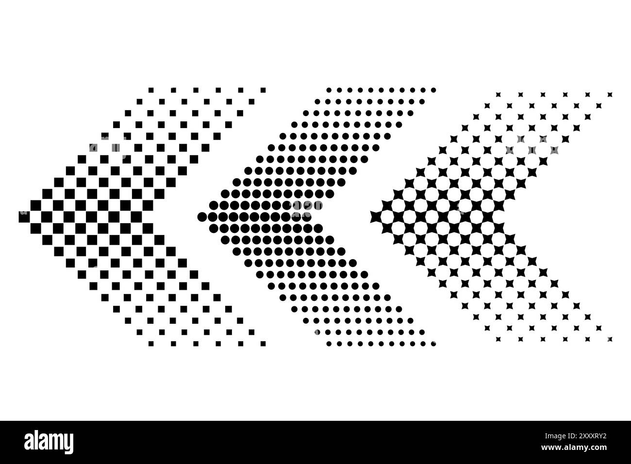 Abstract arrow patterns. Three geometric designs. Black gradient shapes ...