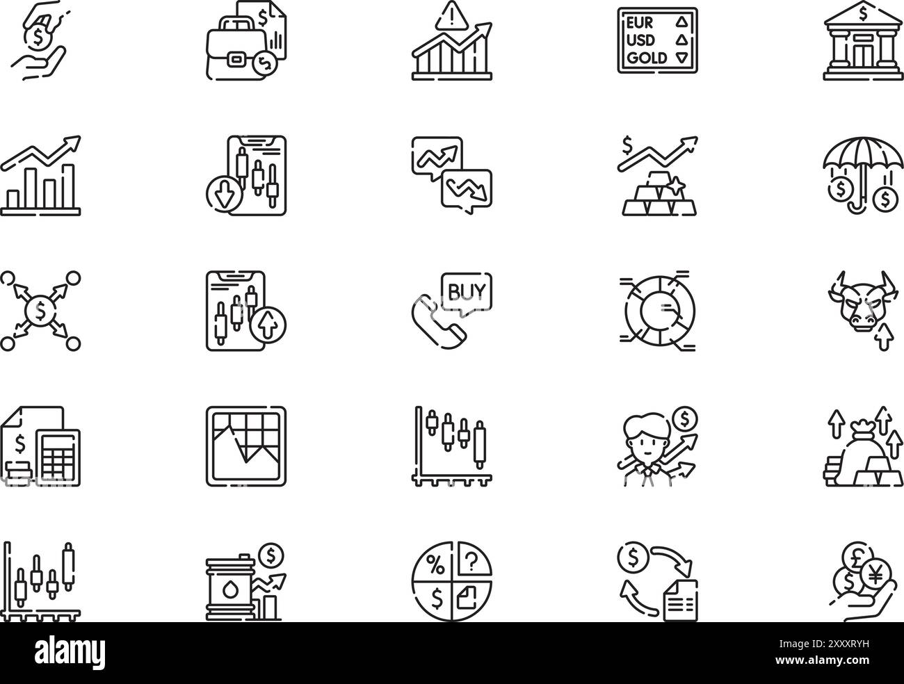 Stock market icons collection is a vector illustration with editable ...