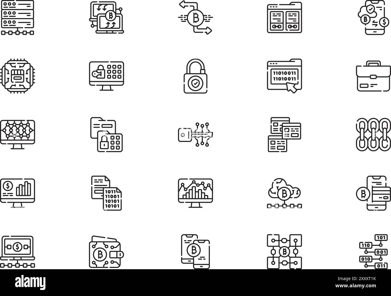 Blockchain icons collection is a vector illustration with editable ...