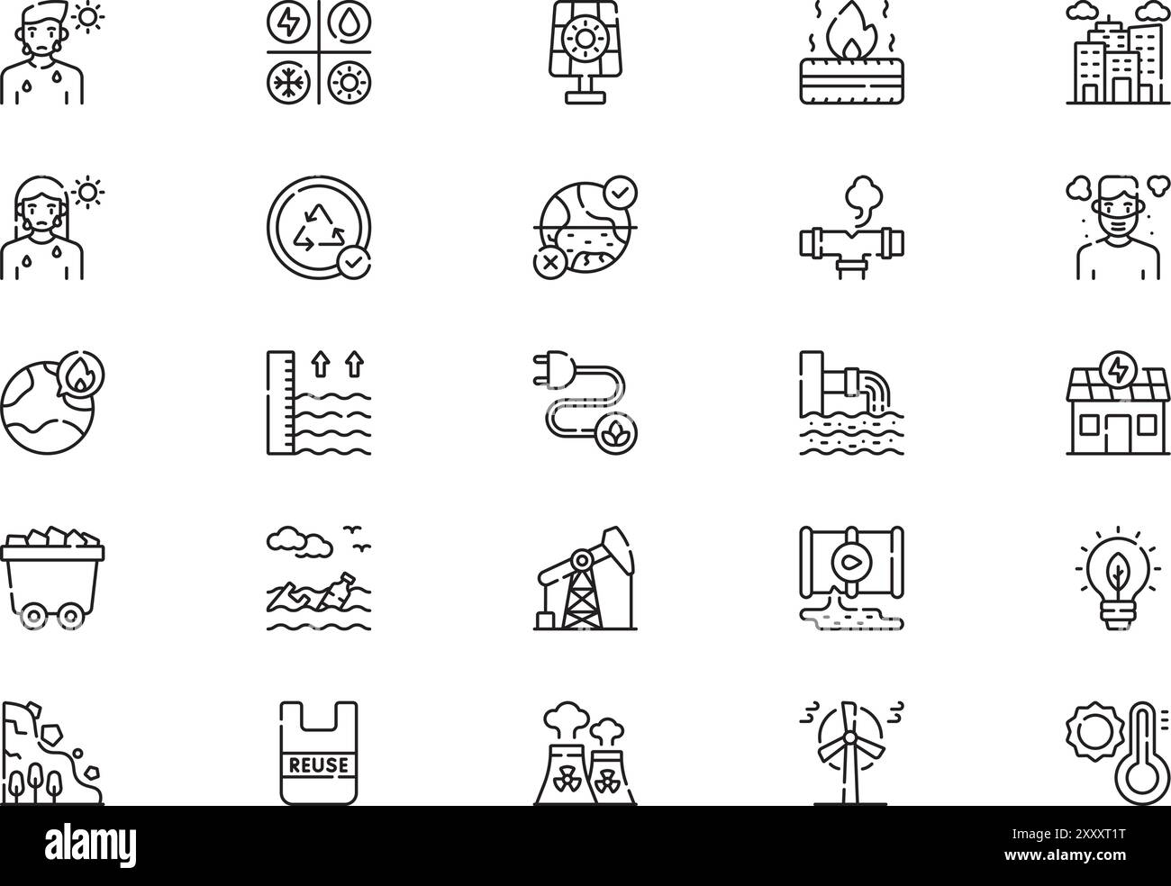 Global Warming Icons Collection Is A Vector Illustration With Editable Stroke Stock Vector Image
