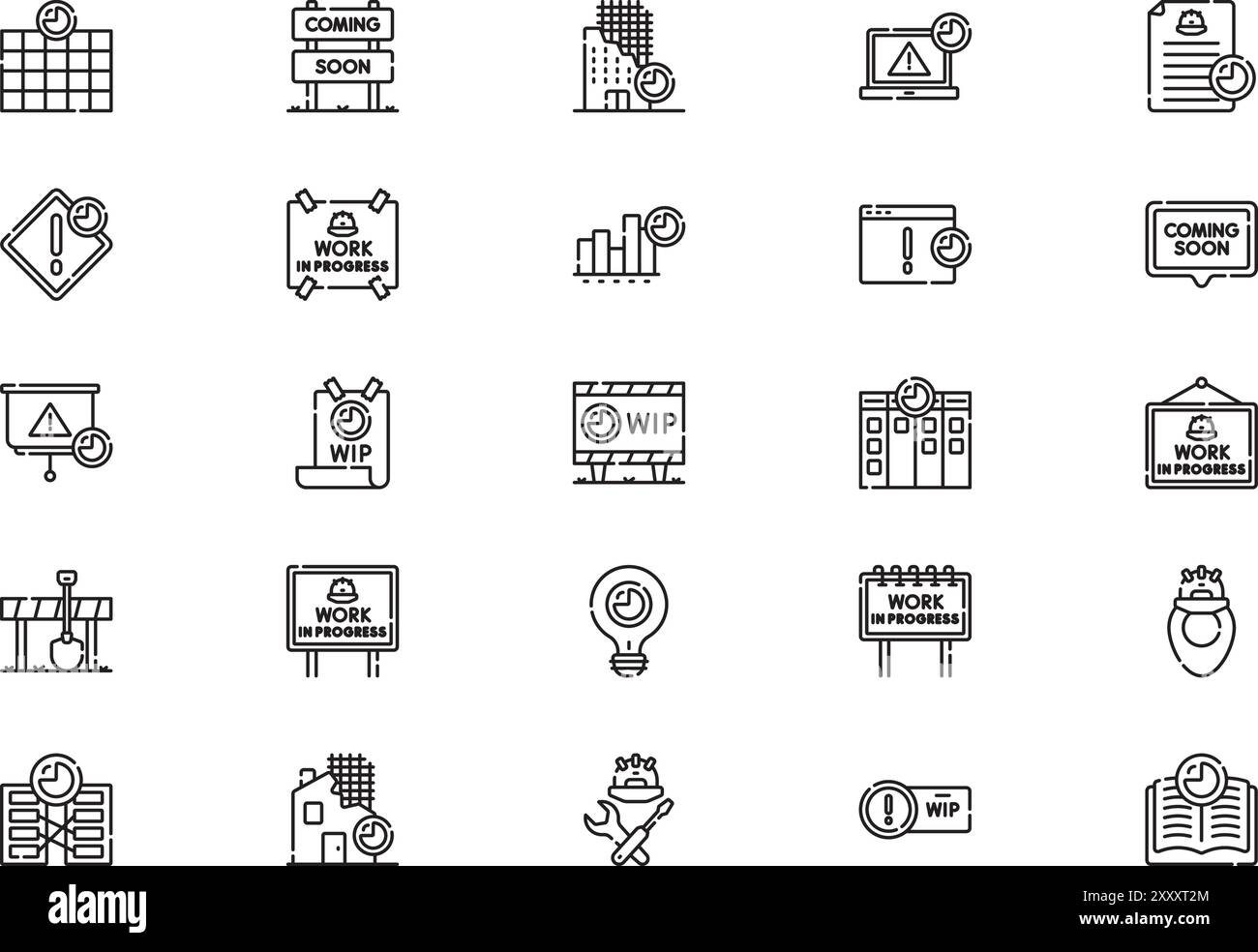 Work in progress icons collection is a vector illustration with ...