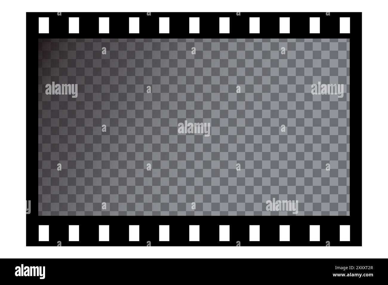 Film strip icon. Transparent checkered background. Black rectangular ...