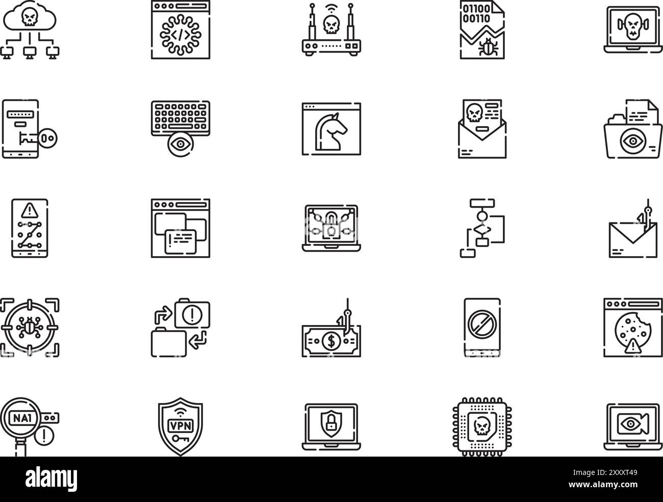 Hacker icons collection is a vector illustration with editable stroke ...