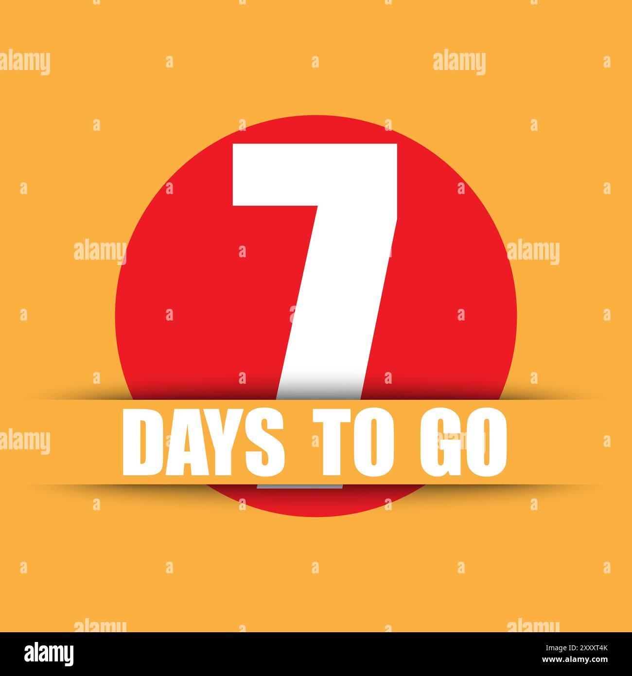 Countdown banner illustration. Number seven focus. Bold 7 days to go ...