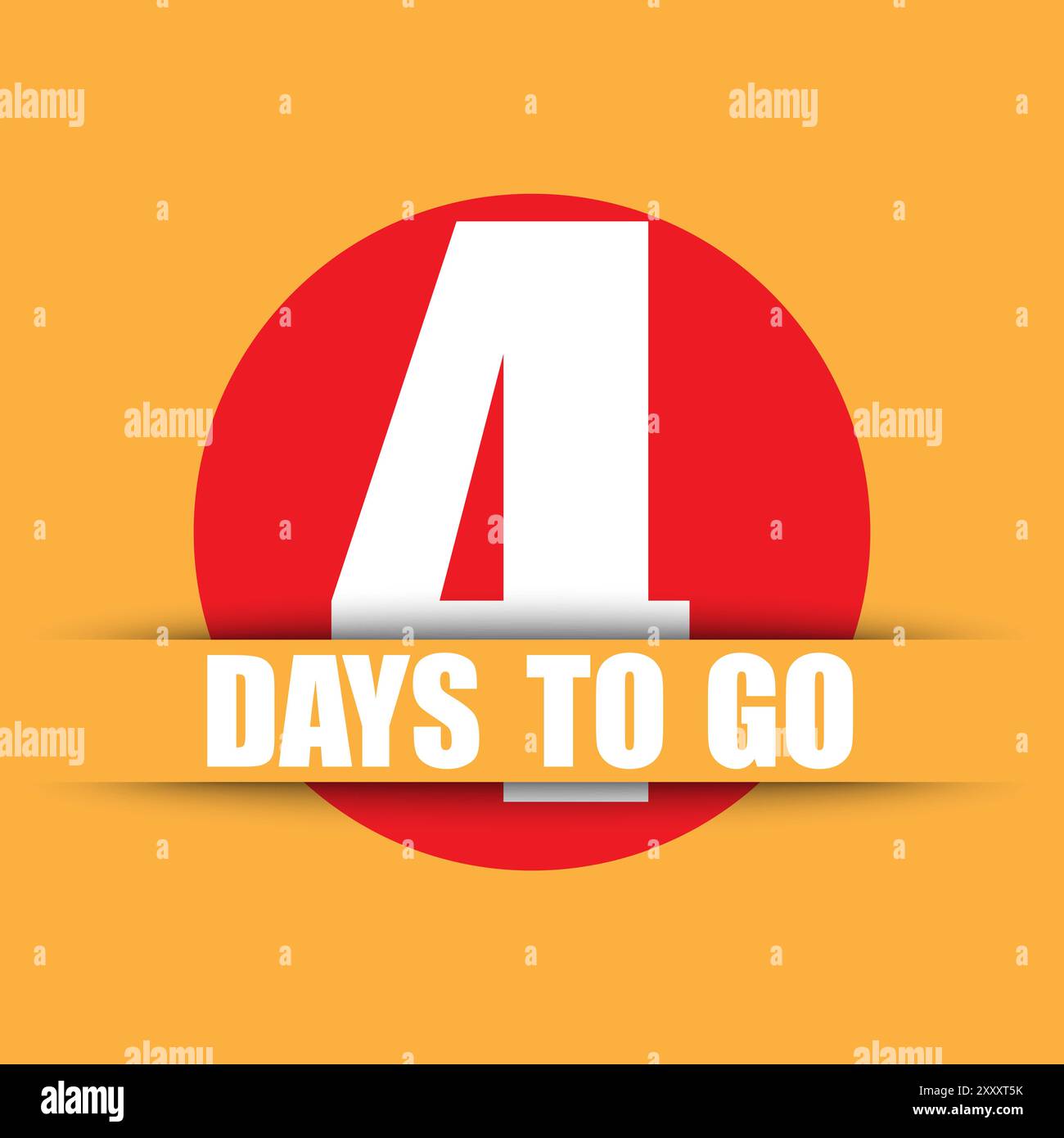 Countdown banner icon. Bold number four. 4 days to go text. Red circle background Stock Vector ...