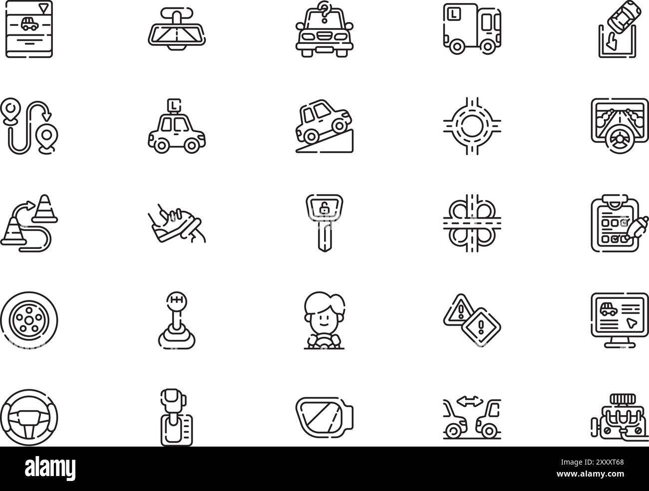 Driving school icons collection is a vector illustration with editable ...
