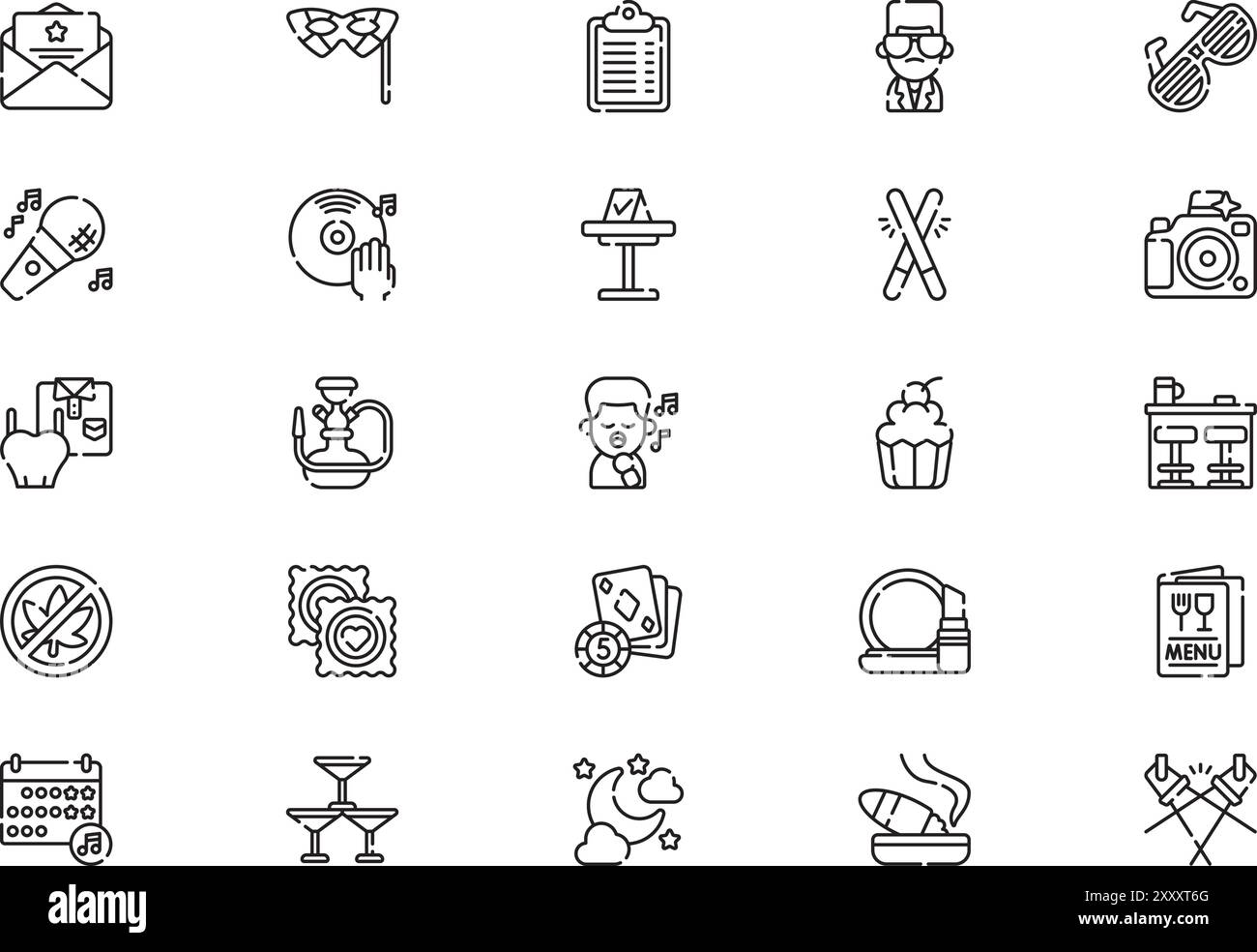 Night club icons collection is a vector illustration with editable ...
