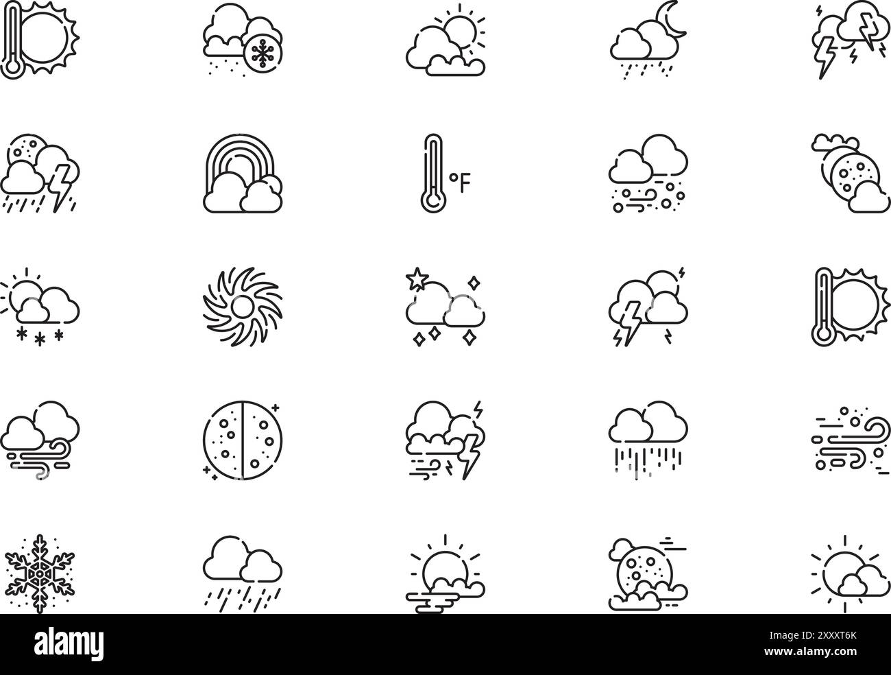 Weather icons collection is a vector illustration with editable stroke ...