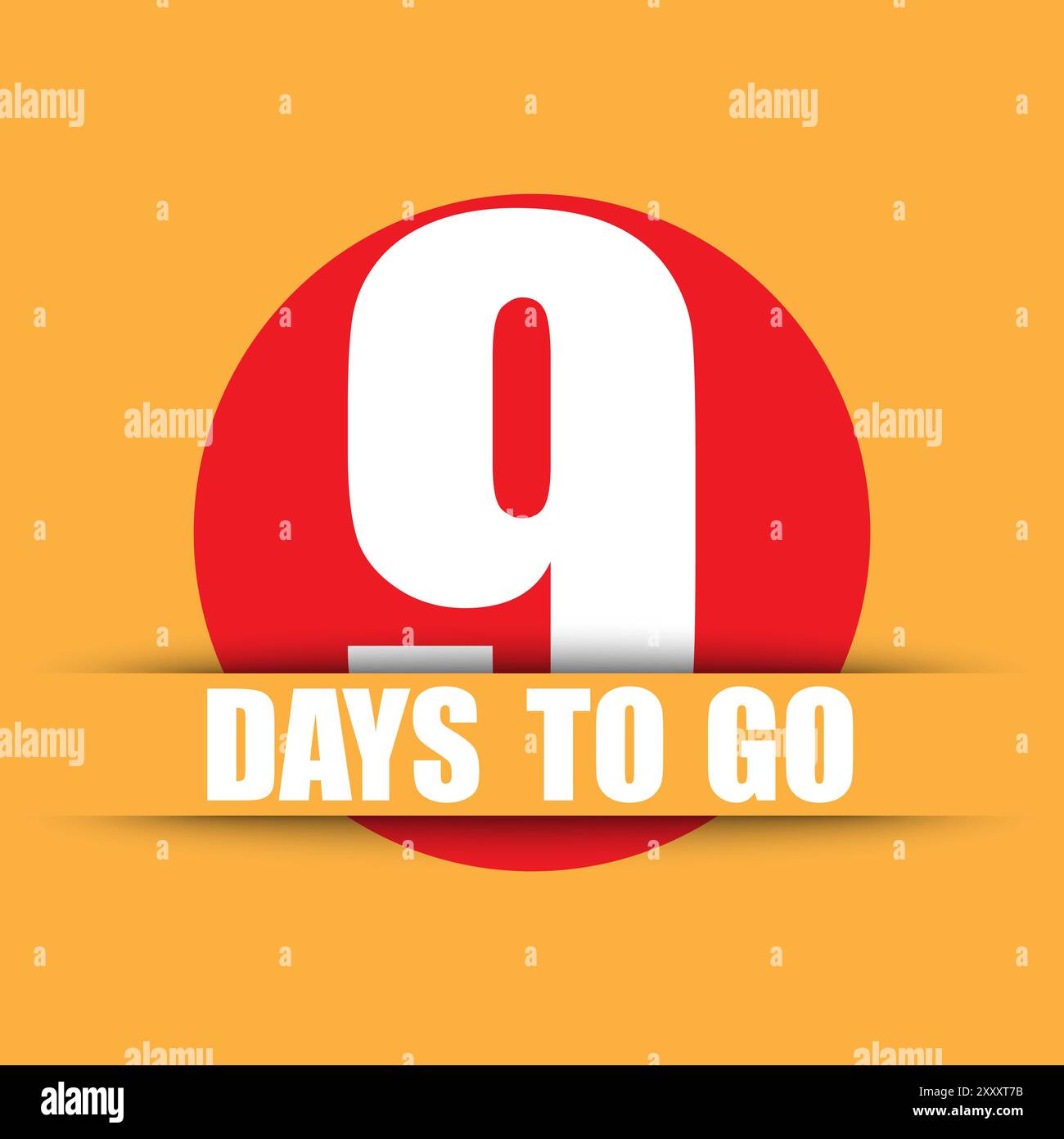 Countdown Timer Icon Bold Number Nine 9 Days To Go Text Bright Yellow Background Stock Vector