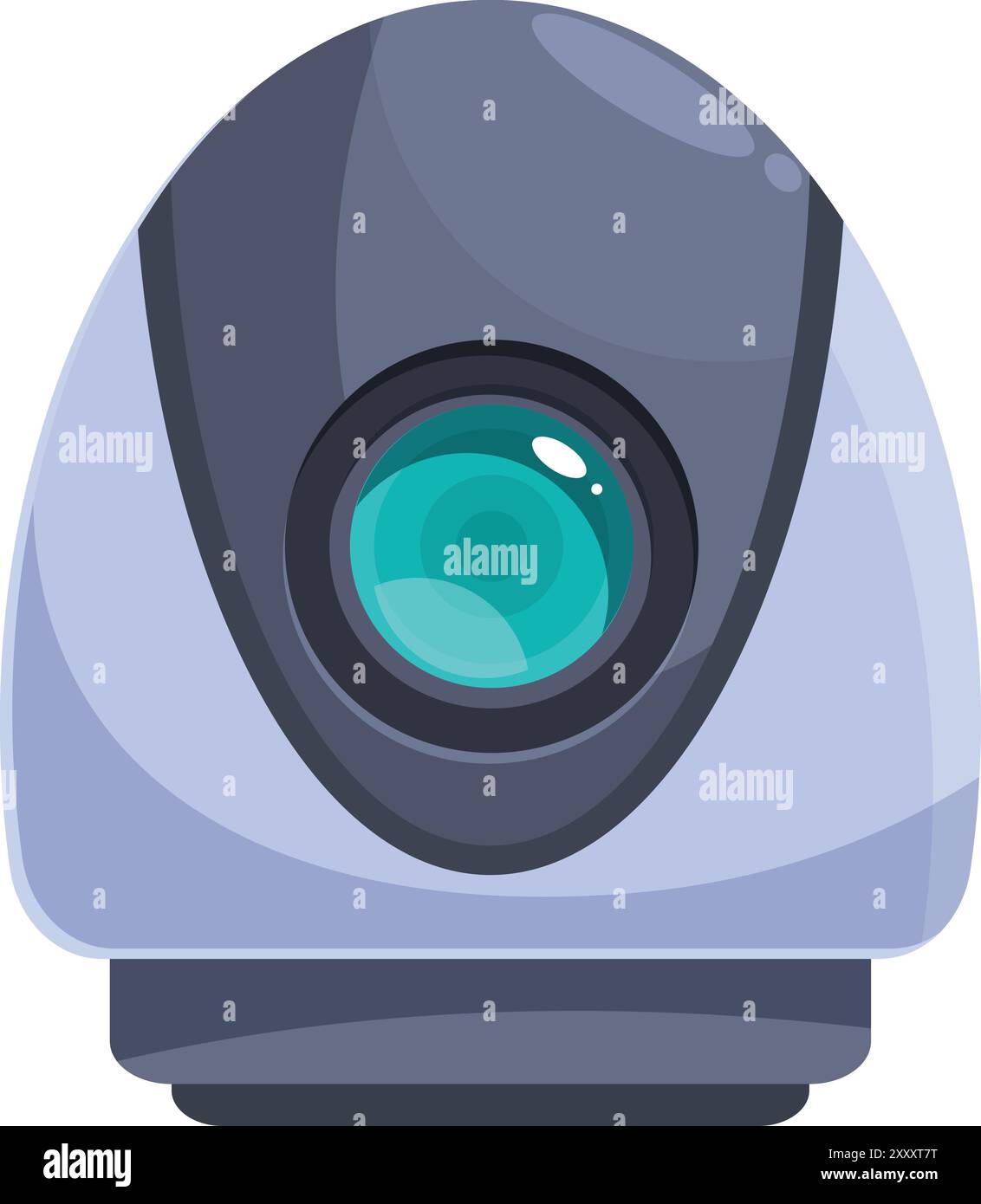 Modern security camera observing, showing its blue lens recording Stock ...