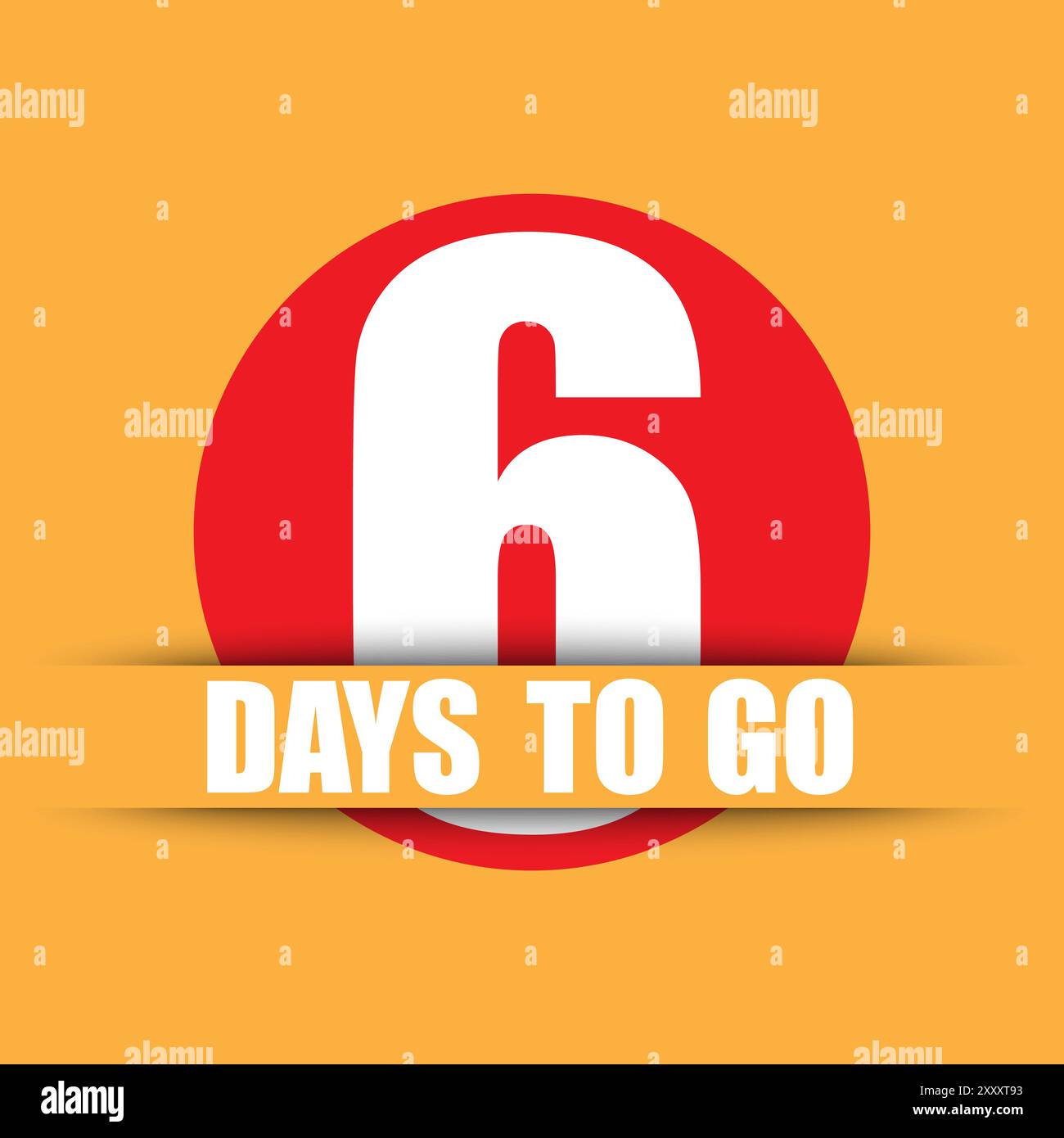 Countdown timer icon. Bold number six. 6 days to go text. Bright yellow background Stock Vector ...
