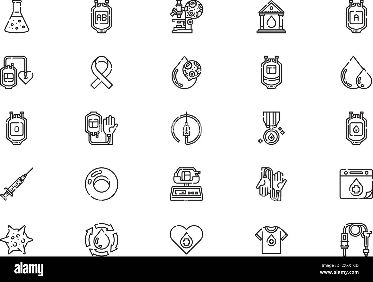 Blood donation icons collection is a vector illustration with editable ...