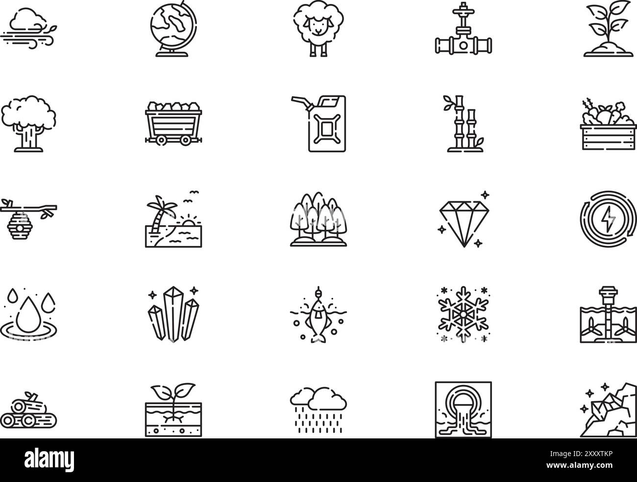 Natural resources icons collection is a vector illustration with ...