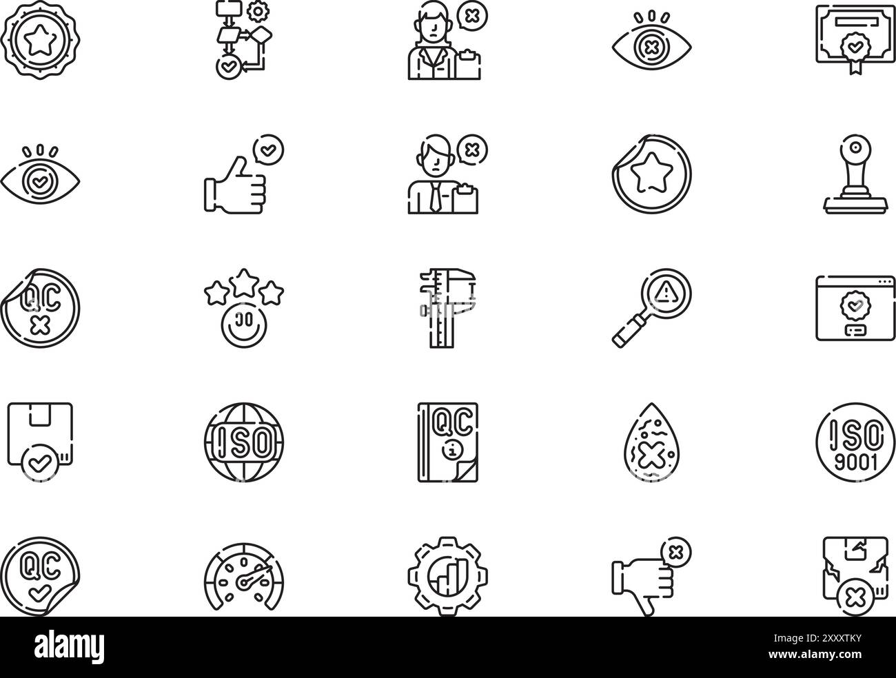 Quality control icons collection is a vector illustration with editable ...