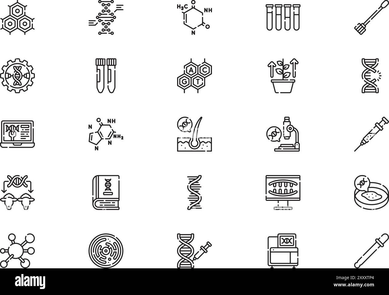 Genetic icons collection is a vector illustration with editable stroke ...