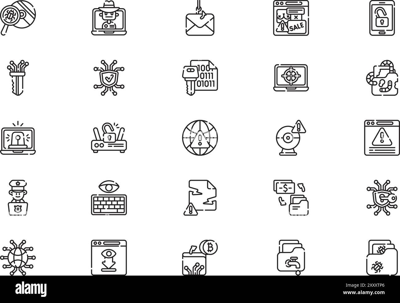 Hacker icons collection is a vector illustration with editable stroke ...