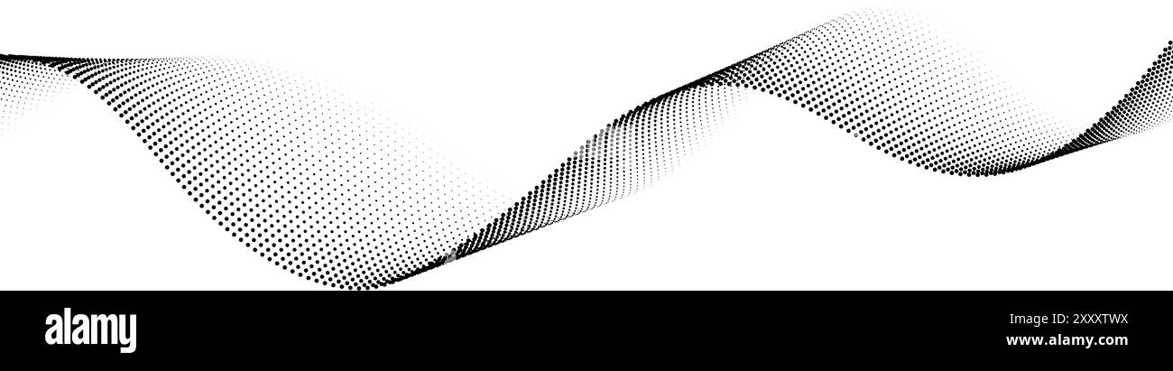 Dotted wave line background. Black halftone undulate pattern. Curve ...