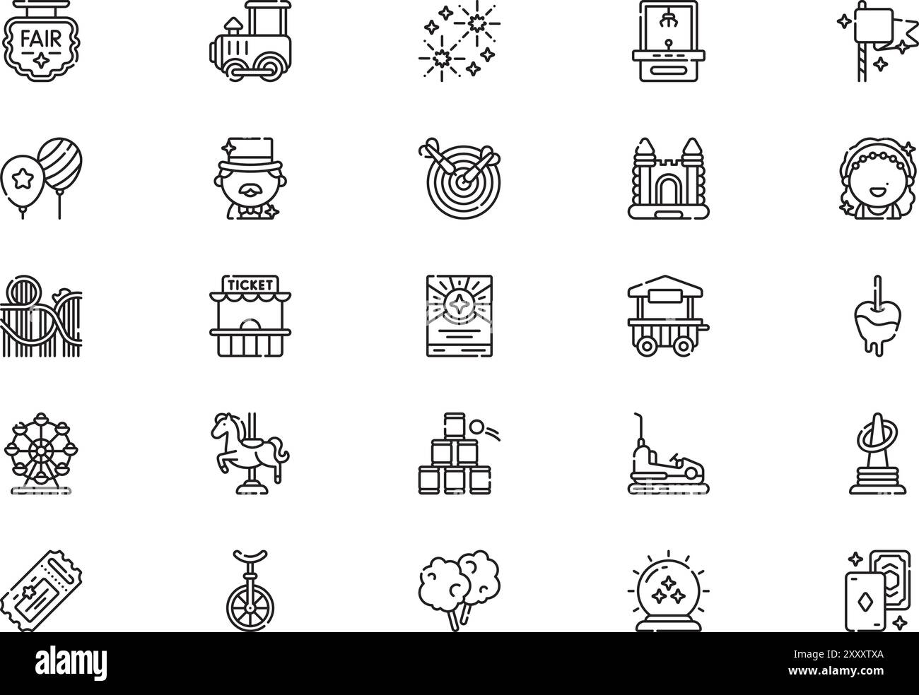 Fair icons collection is a vector illustration with editable stroke ...