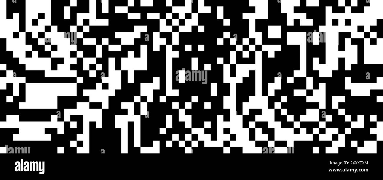 Pixelated curved wave texture. Black and white dithered bent lines ...