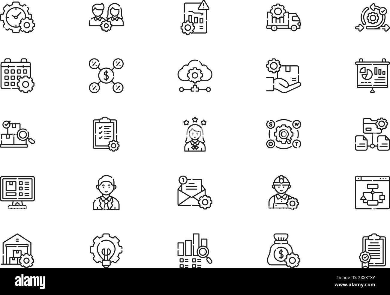 Management icons collection is a vector illustration with editable ...