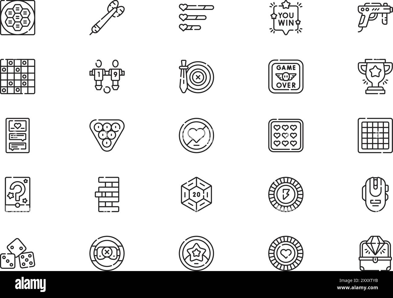 Games icons collection is a vector illustration with editable stroke ...