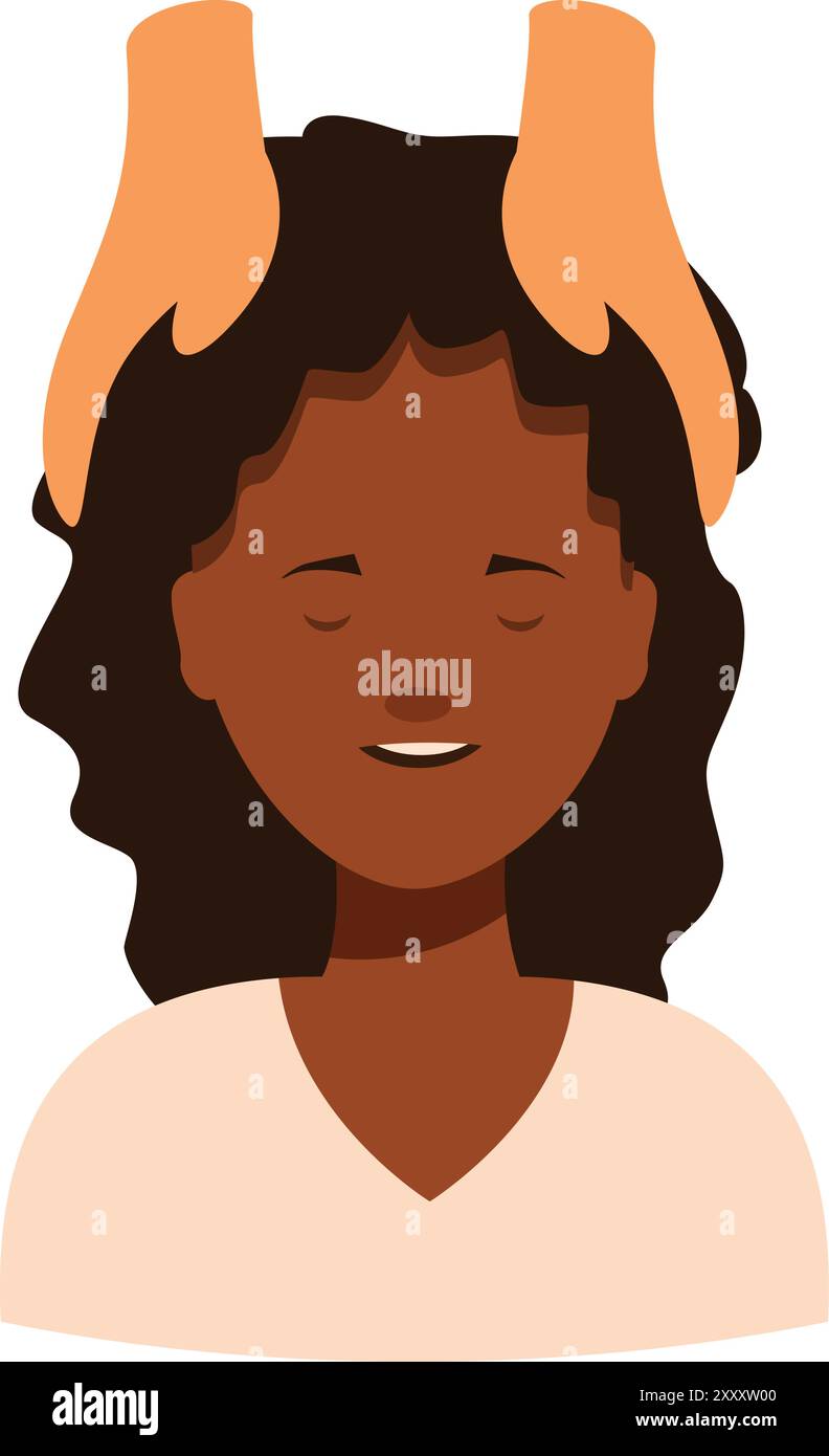 Masseuse Giving Head Massage To Young Woman Relaxing With Closed Eyes Stock Vector Image And Art