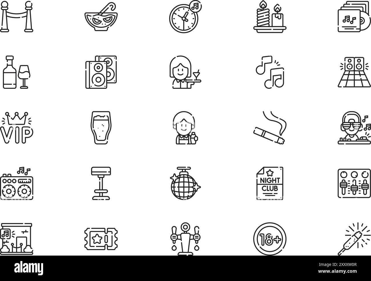 Night club icons collection is a vector illustration with editable ...