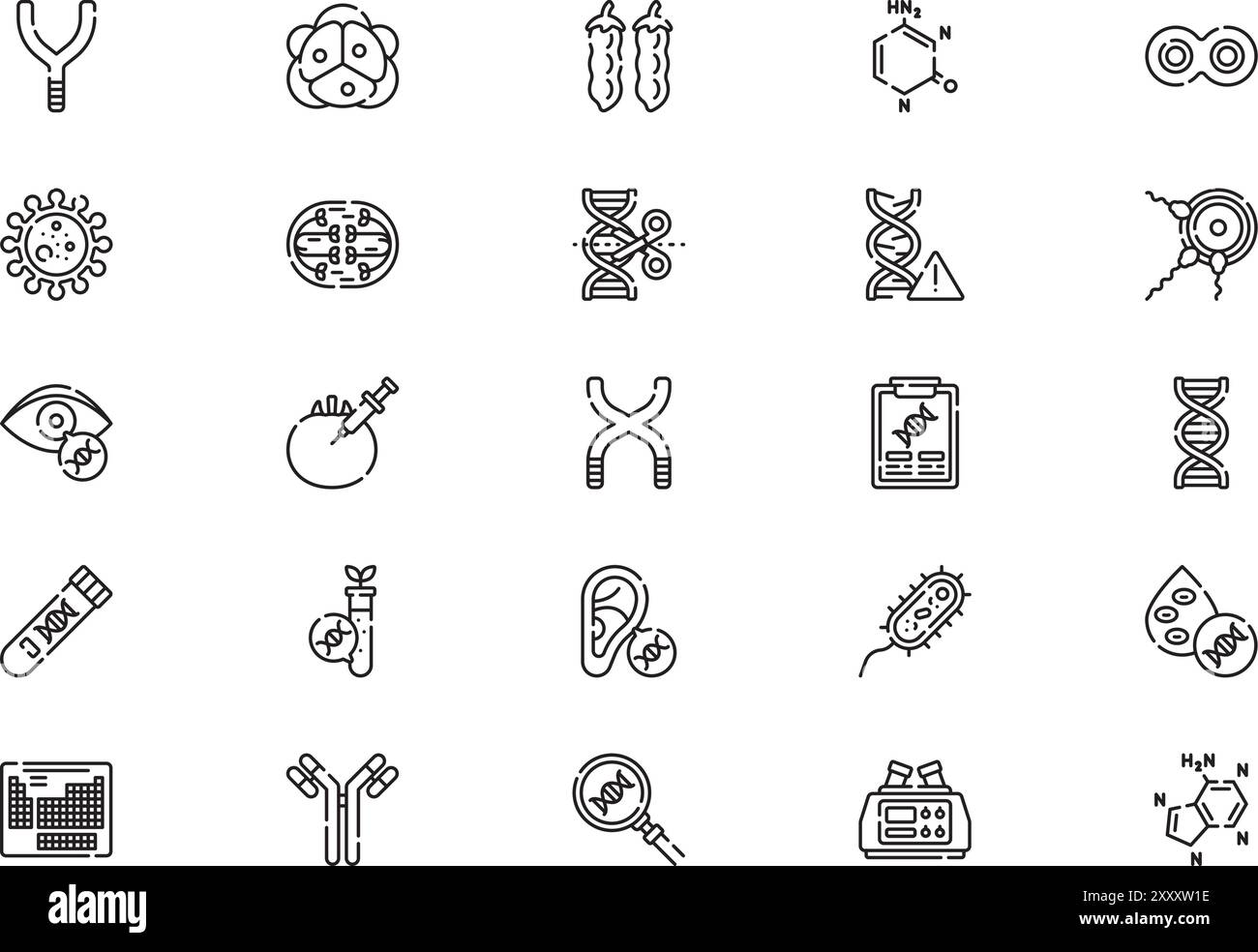 Genetic icons collection is a vector illustration with editable stroke ...
