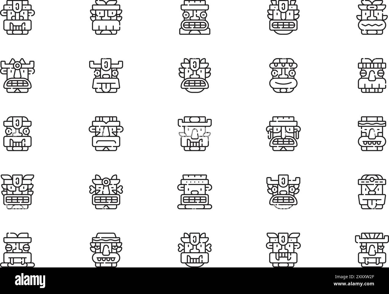 Tiki idols icons collection is a vector illustration with editable ...